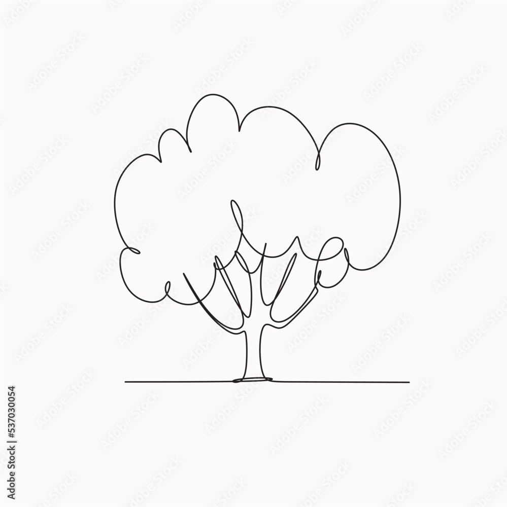 Tree line art drawing illustration. Minimalist logo Stock Vector ...