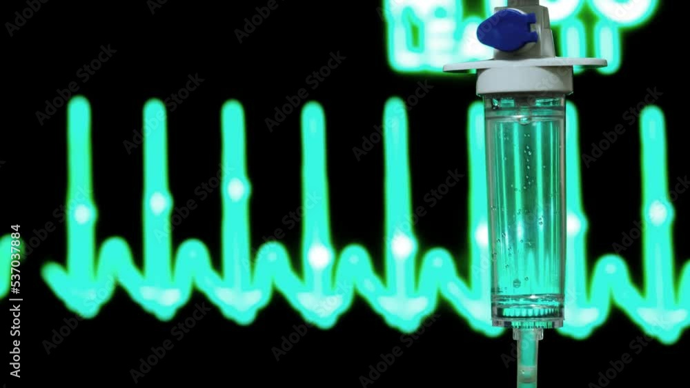 Dripping saline, Dripping medical perfusion close up equipment in ...