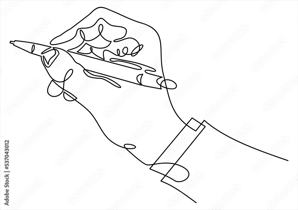 continuous line drawing of hand drawing line with pencil. Stock ...