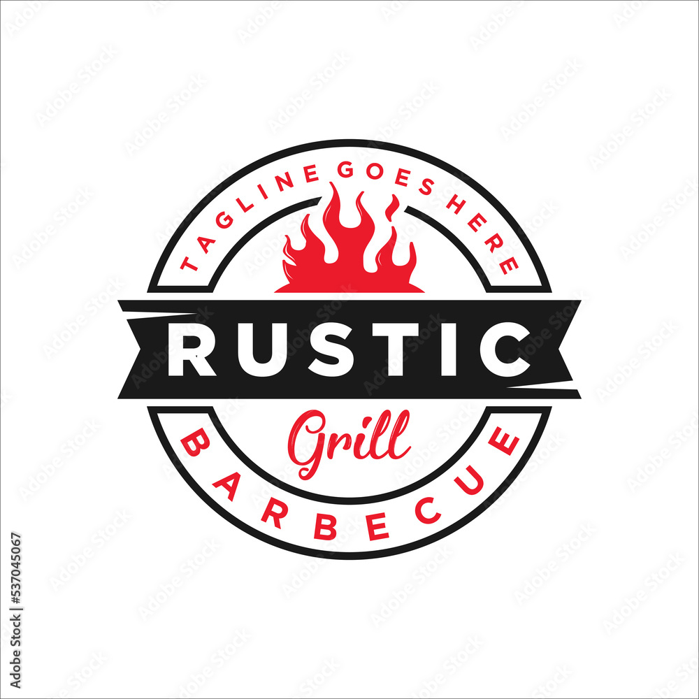 Vintage Retro Rustic BBQ Grill, Barbecue, Barbeque Label Stamp Logo ...