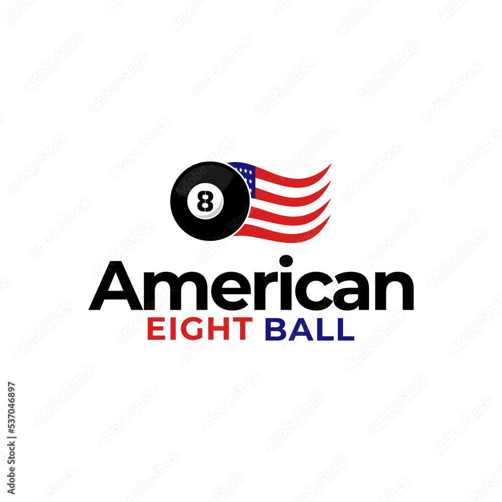 vector illustration logo of American billiard ball. eight ball sport ...