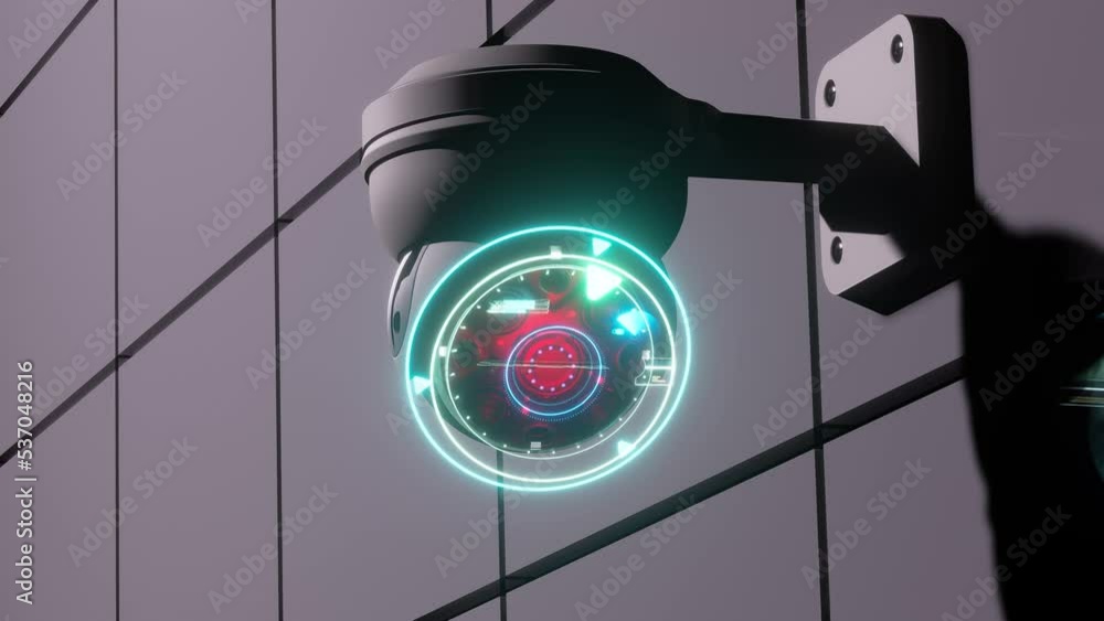 CCTV camera installed on wall of the building. Scan the area for ...