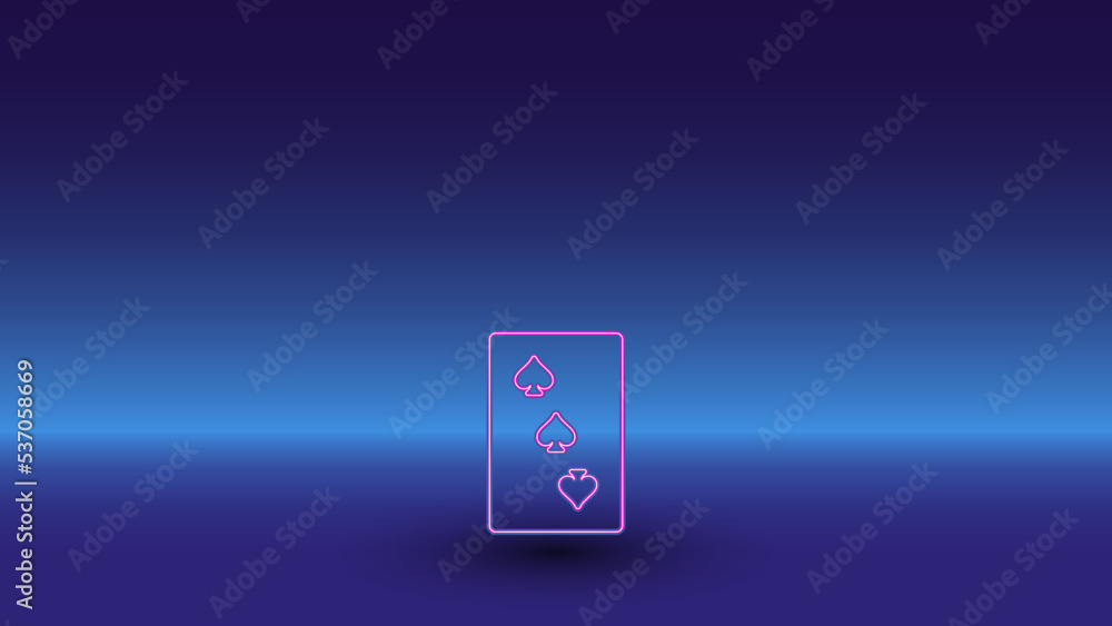 Neon Three of Spades playing symbol on a gradient blue background. The ...
