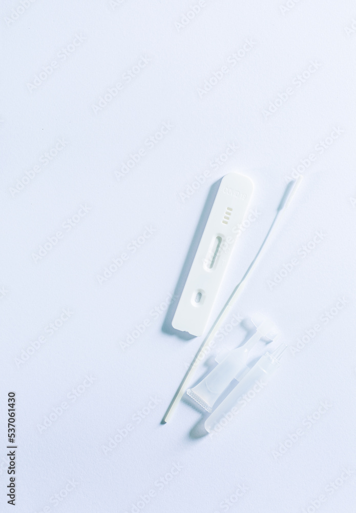 covid 19 test kit on white background,Top view or flat lay of Covid-19 ...