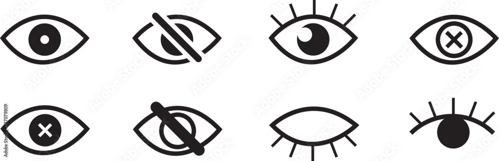 Eye icon set. Eyesight symbol. Simple eye collection. Stock Vector ...
