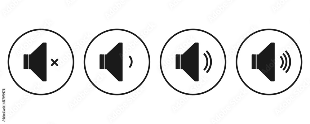 Vector set of simple volume icons design graphic. Volume Increase ...