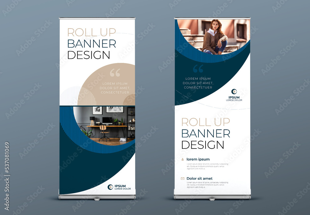 Business Roll Up Banner Layout with Soft Circle Elements Stock Template ...