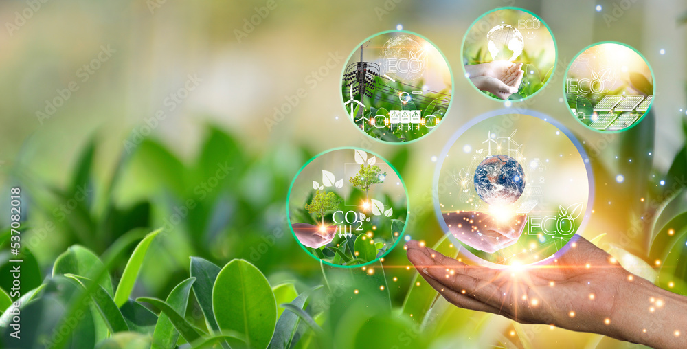Concept of good world ecosystem, green world Stock Photo | Adobe Stock