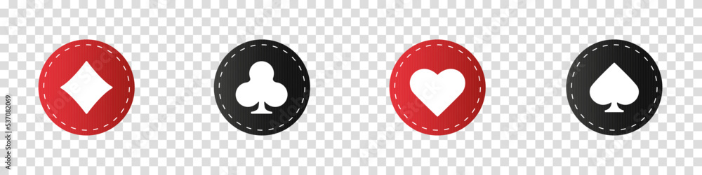 Hearts diamonds clubs spades sign realistic chips. Playing card suit ...