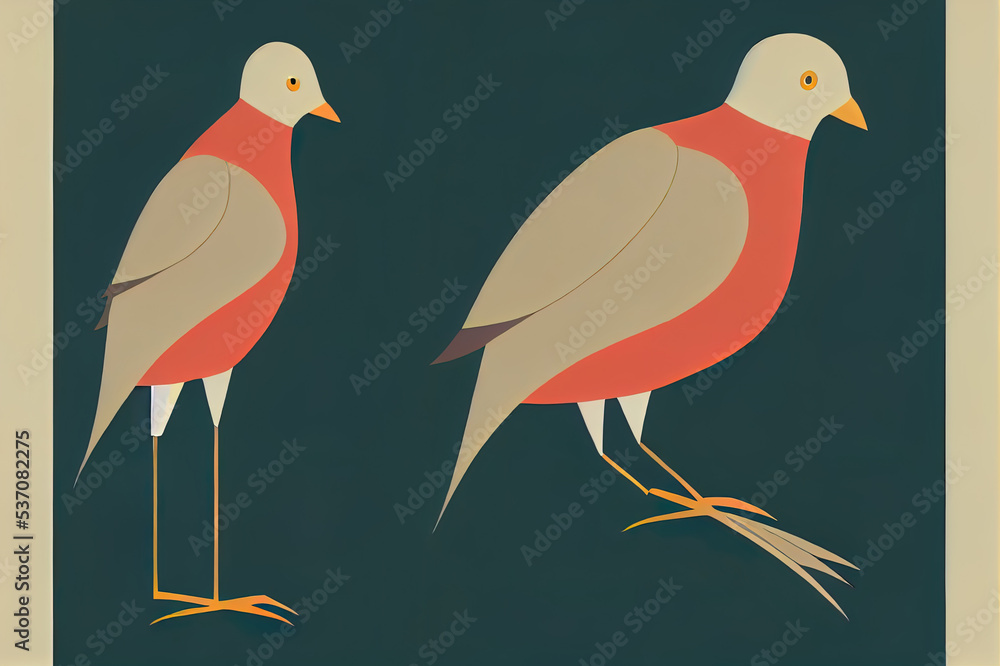 A Spy Bird, isolated 2d illustration. Suspicious humanized pigeon. Calm ...