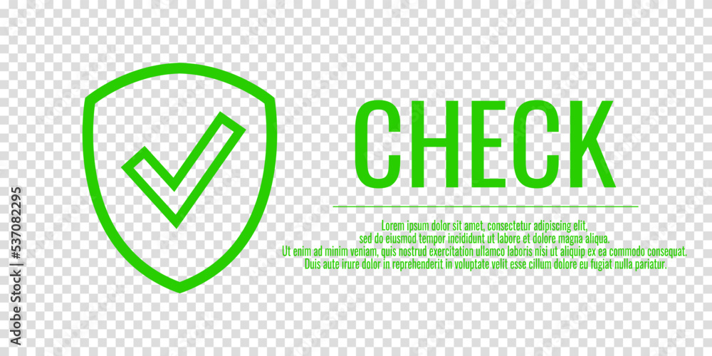 Shield green icon with check mark. Data protection concept. verified ...