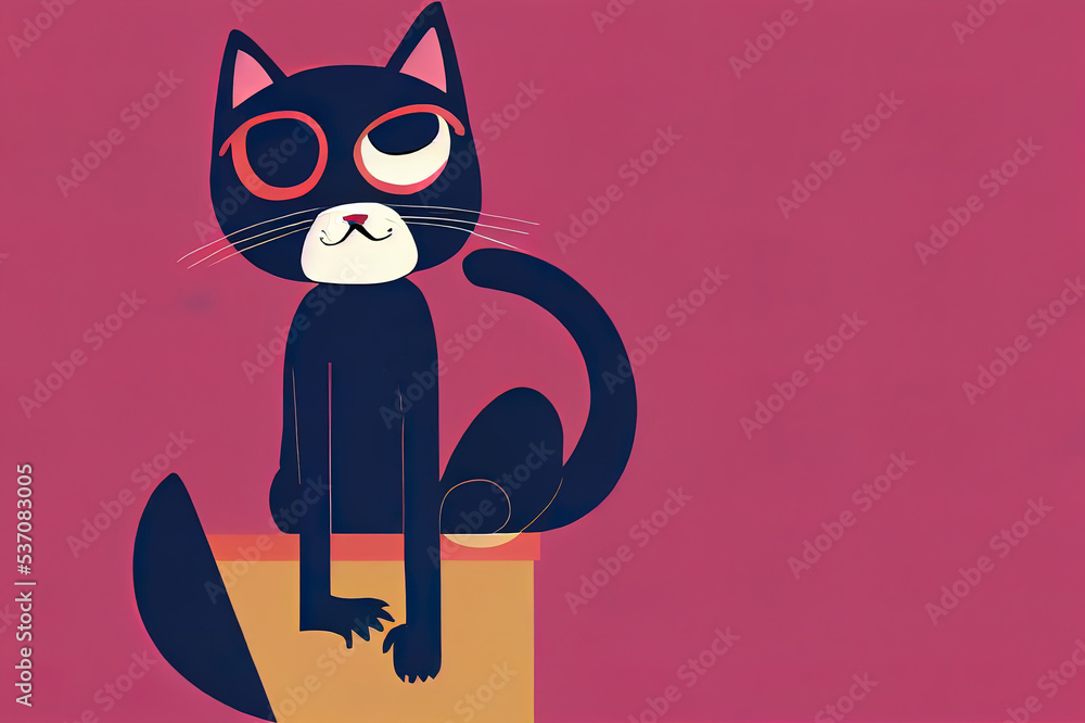 Positive dude cat, 2d illustration. Funny smiling anthropomorphic cat ...