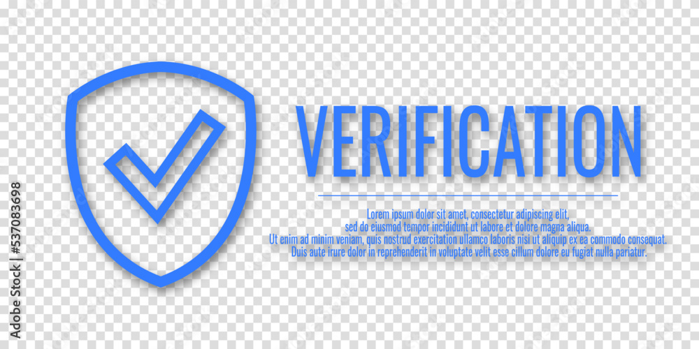 Shield blue icon with check mark. Data protection concept. verified ...