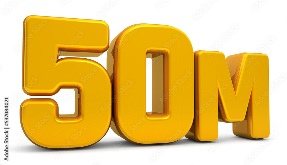 Golden 50M isolated on white background. 50M 3d. Thank you for 50 ...