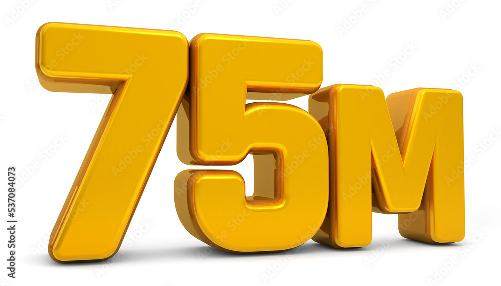 Golden 75M isolated on white background. 75M 3d. Thank you for 75 ...