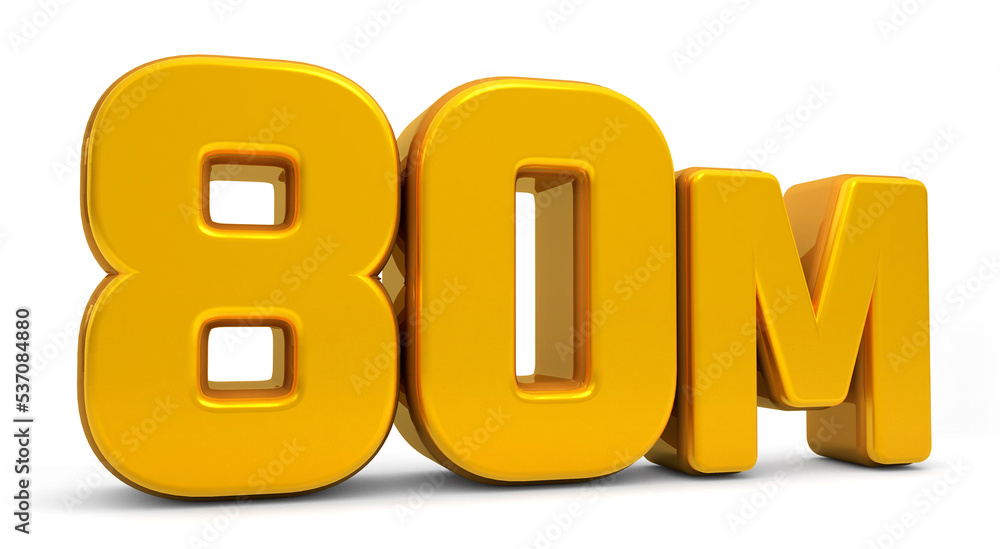 ภาพประกอบสต็อก Golden 80M isolated on white background. 80M 3d. Thank ...