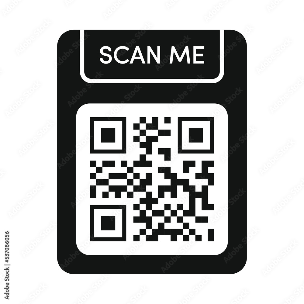 Qr code frame black color. Scan me tag. Qr code mock up. Barcode ...