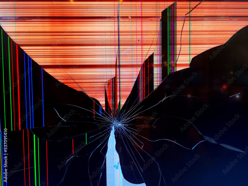 Broken glass and cracks of a plasma TV LCD screen Stock Photo | Adobe Stock