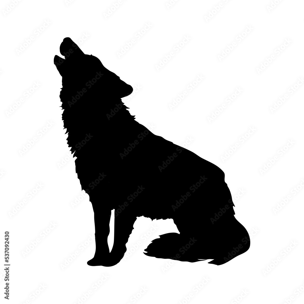 The silhouette of a wolf howling at the moon Stock Vector | Adobe Stock