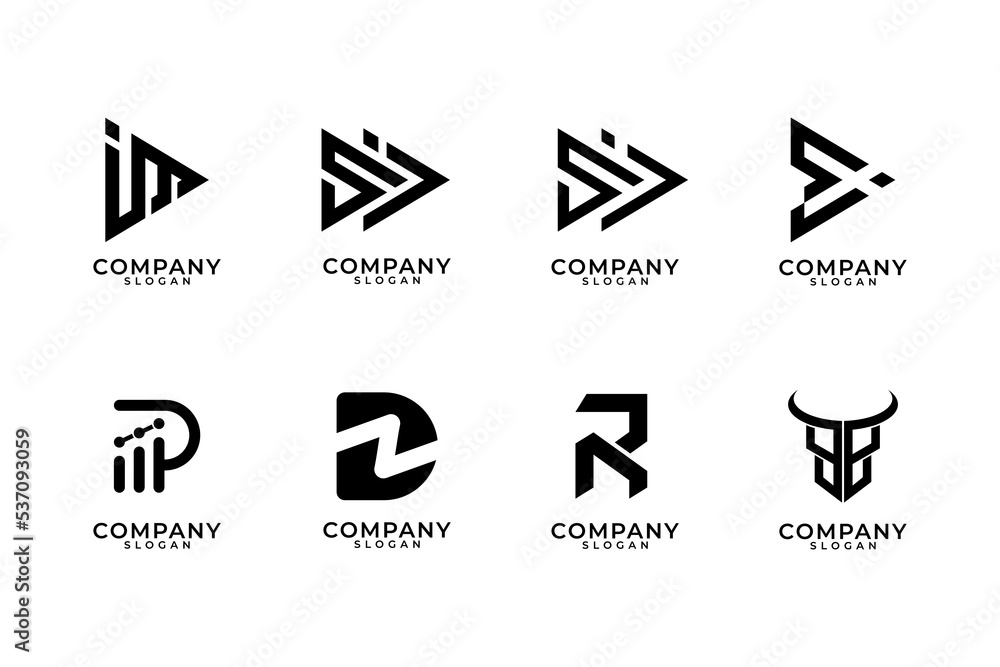simple black monogram logo design collection Stock Vector | Adobe Stock