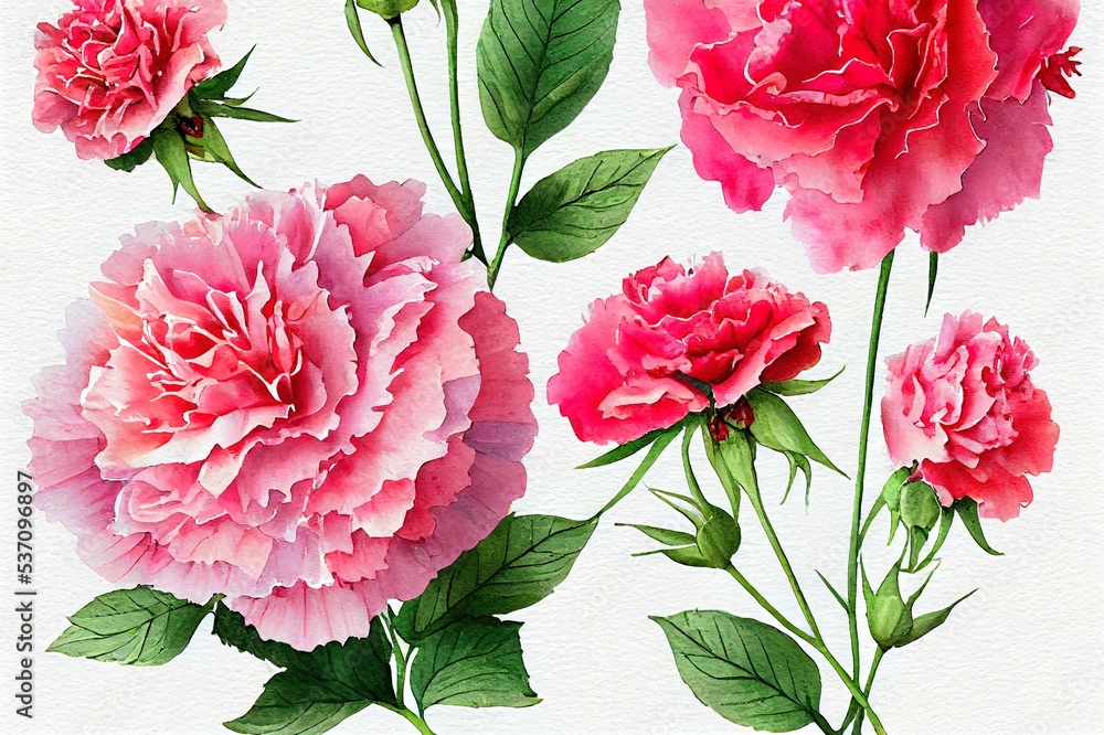 Watercolor carnation clipart, Dusty pink carnation for Mother's day ...