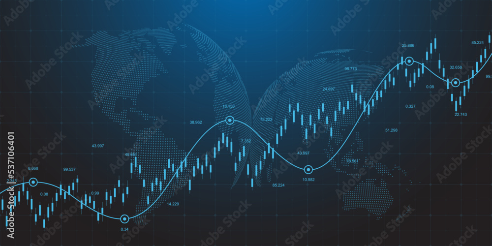 Financial data graph chart on grey background. Business background with ...
