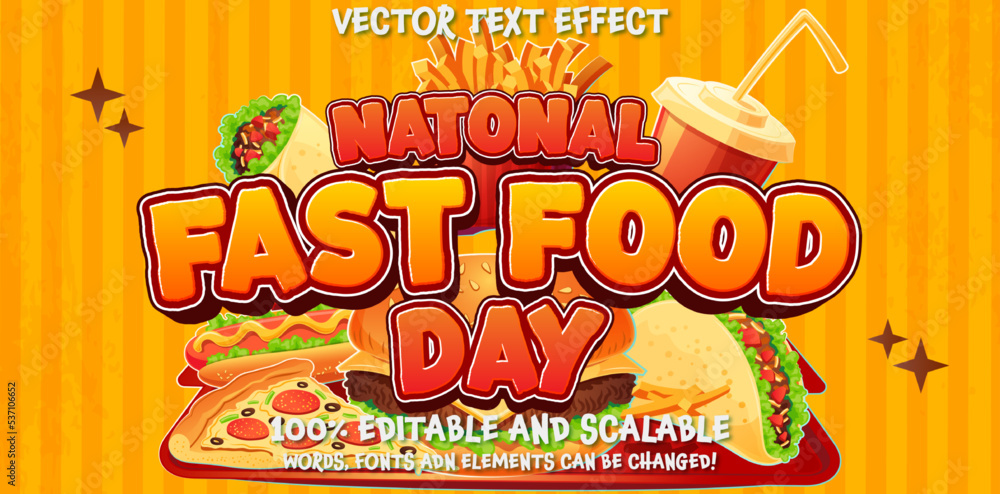 Happy National Fast Food Day text, November 16. Calendar of November ...