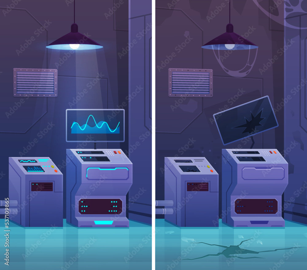 Stockvector Scientific research chemical laboratory before and after ...