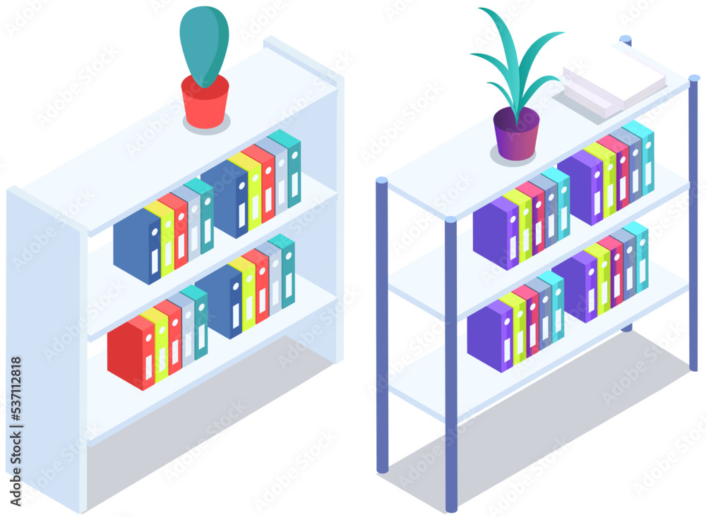 Office paperwork, document and file folders. Vector filing cabinet ...