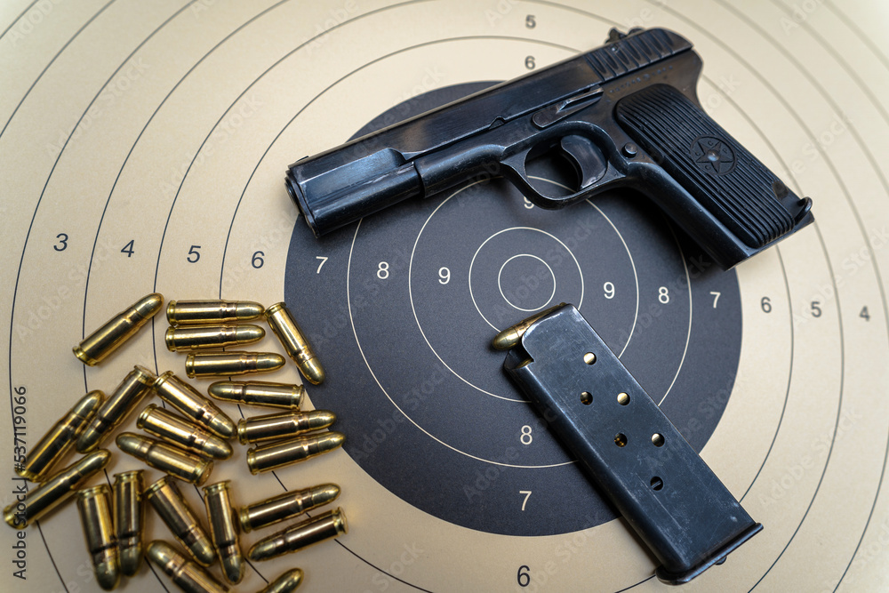 Firearms, target for shooting, pistol tt and cartridges 7.62x25 Stock ...