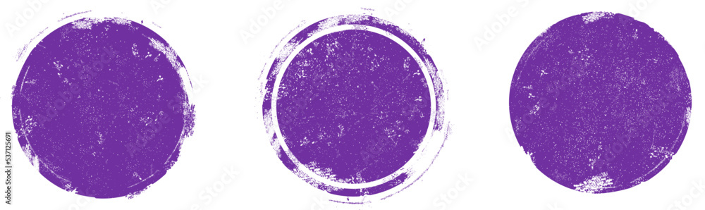 Violet grunge circle stamp set. Round stamp vector isolated on white ...