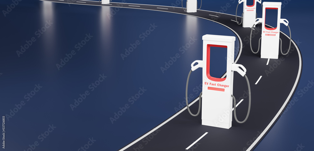 Electric vehicle charging station location on the street, highway map ...