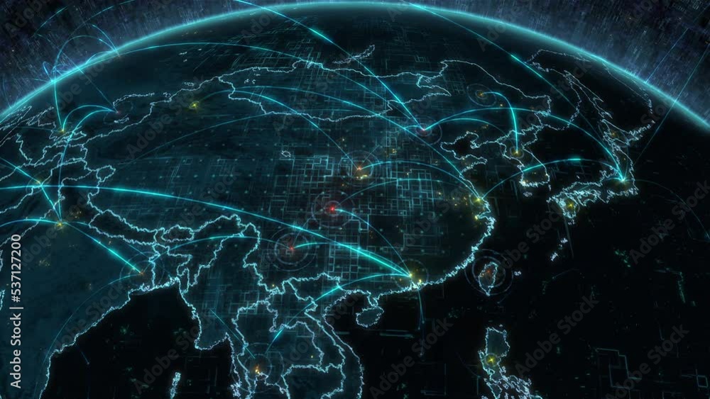 Futuristic Animation ofSpinning Earth Seen from Space Virtual ...