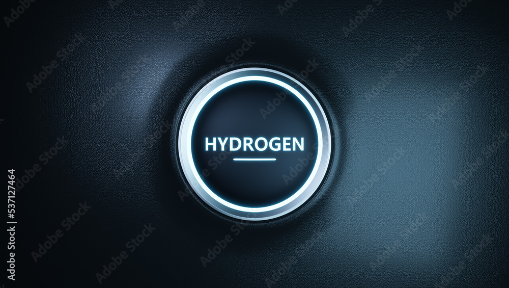 Car engine start button concept with hydrogen word, clean power for ...