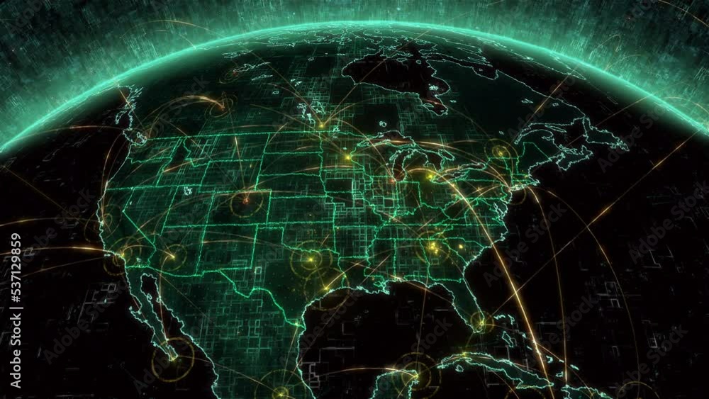 Futuristic Animation of Rotating Earth with Grids and Connections ...