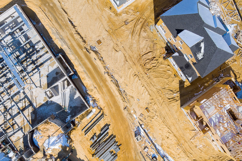 Construction of new subdivision neighborhoods in unfinished subdivision ...