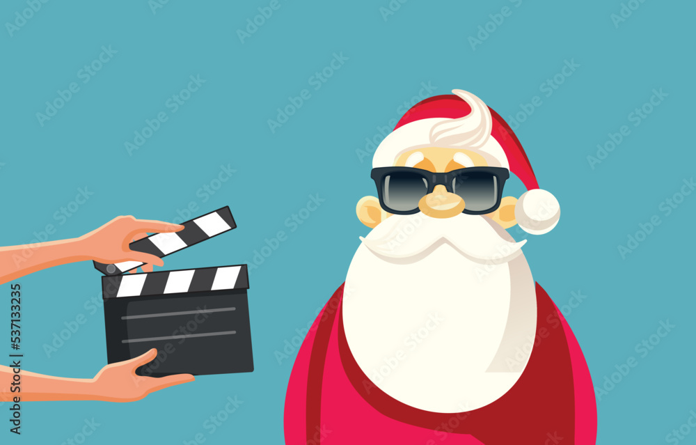 Professional Crew Filming a Christmas Movie Vector Cartoon Illustration ...