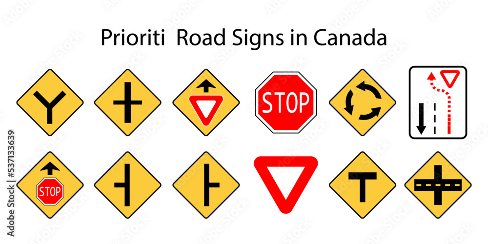 Road signs in Canada. Canadian Priority signs. Warning road signs ...