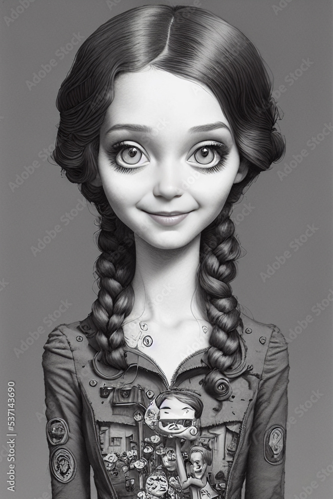 Cartoon female character, young girl. Model released and custom trained ...