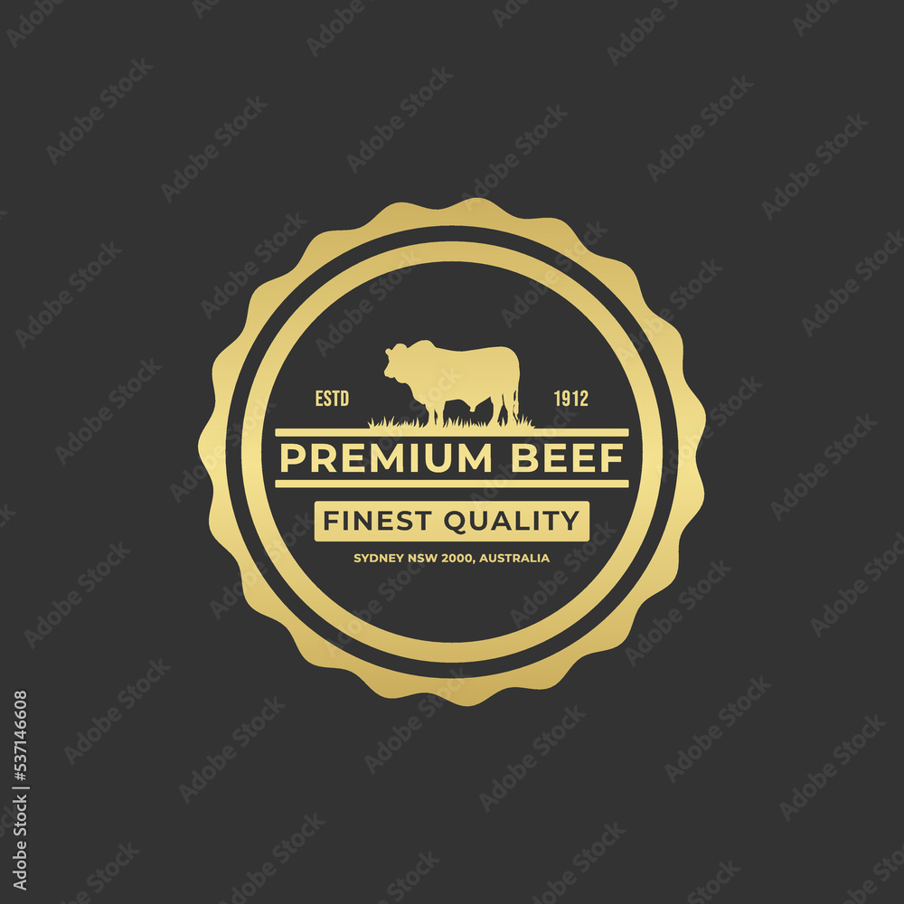 Gold Premium Beef Label Vector or Elegant Premium Beef Label Isolated ...