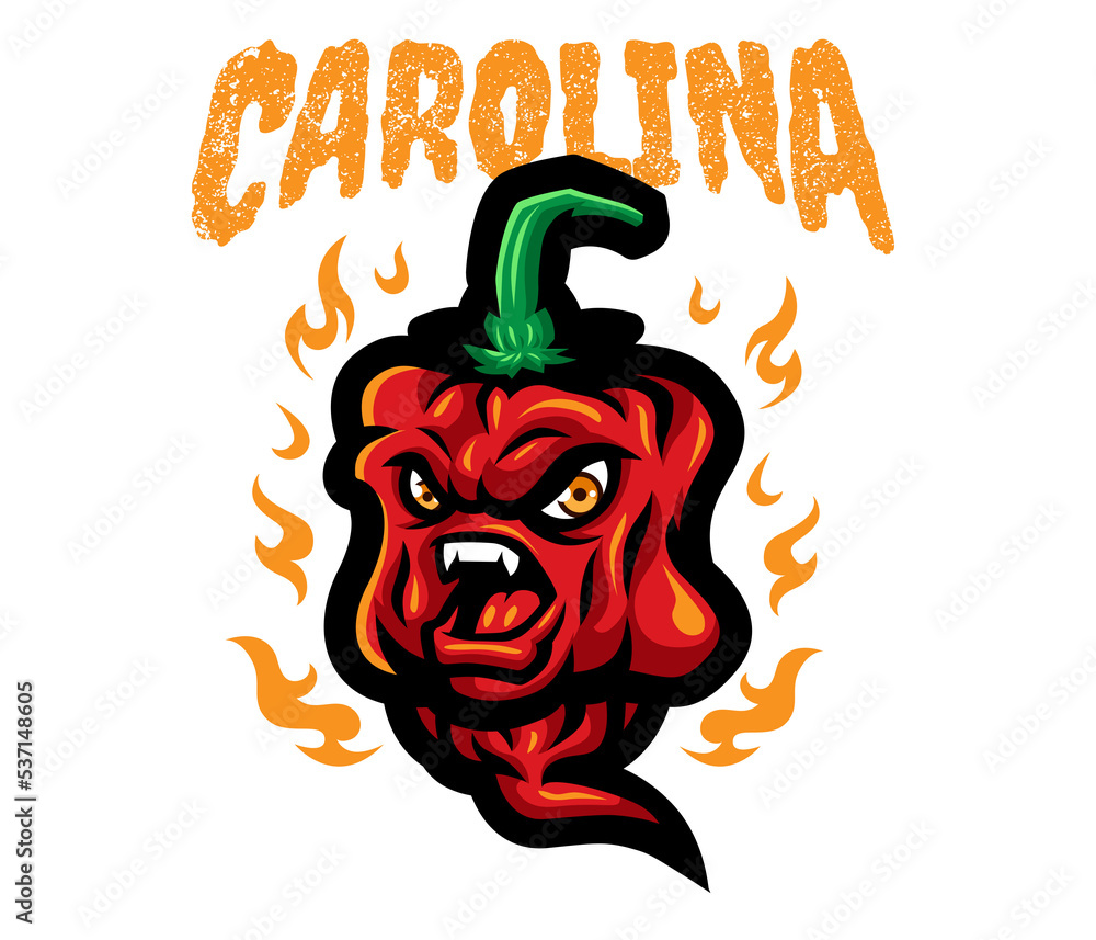 Carolina reaper chili cartoon scary Stock Illustration | Adobe Stock