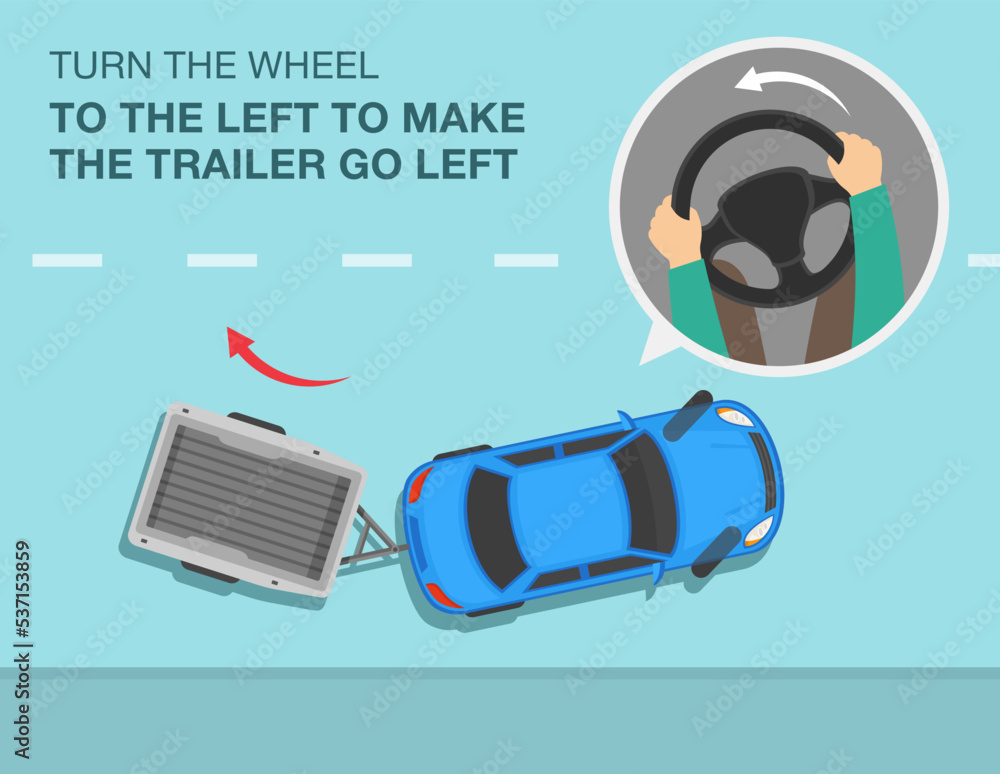 Safe car driving and traffic regulation rules. Trailer backing up tips ...