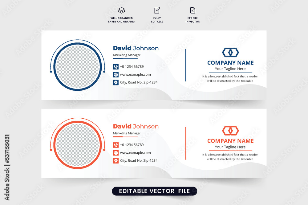 Modern email signature template for corporate business. Minimal email ...