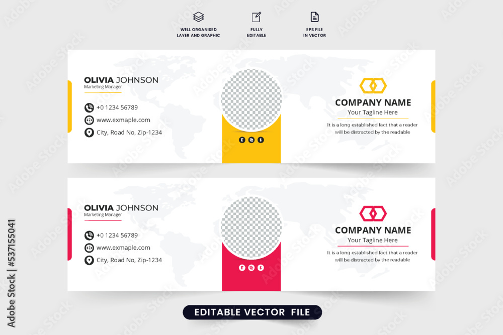 Digital email signature template for social media cover. Business email ...