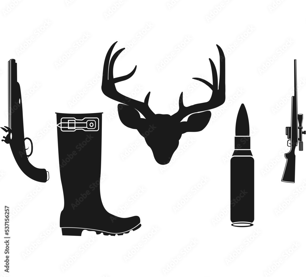 Hunting SVG Bundle Cut File, Hunter Svg, Deer Antlers Svg, Deer Svg, Gun Svg, Bullet Svg ...