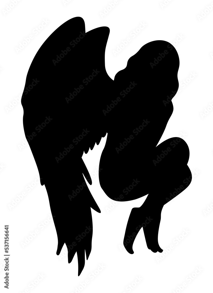 Angel's silhouette isolated on white background vector illustration ...