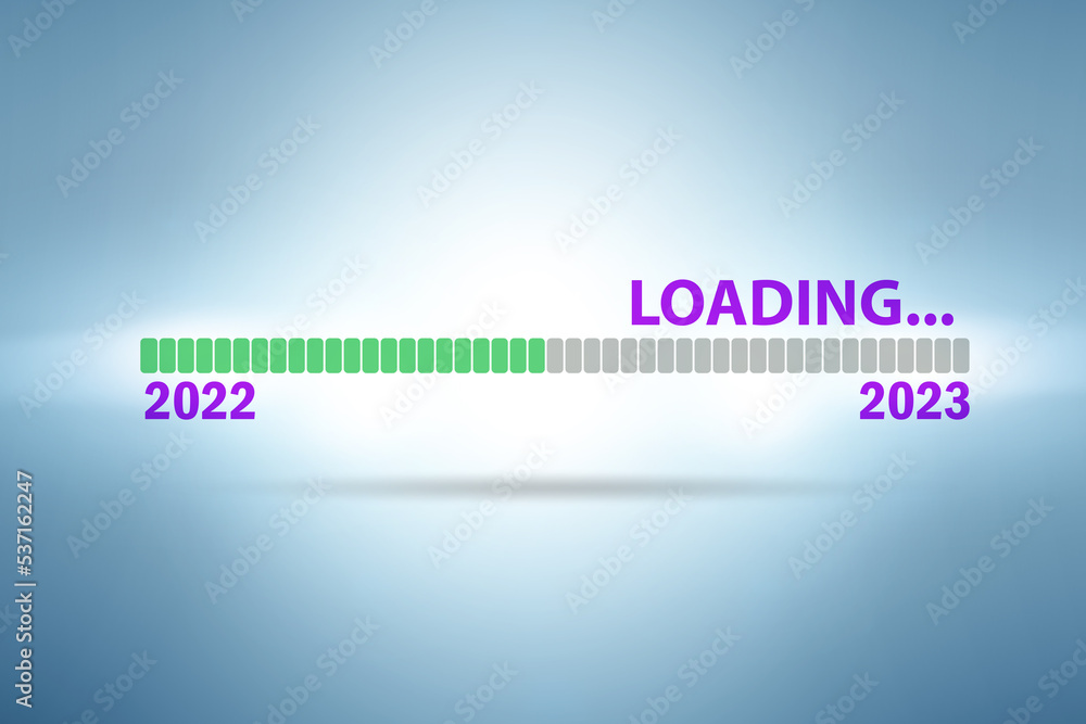 Concepf of the year 2023 loading with progress bar Stock Illustration ...