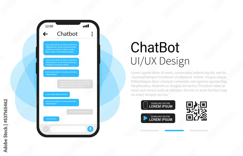 ChatBot is a device mockup using Qr. Vector illustration Stock ...