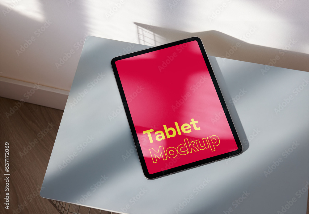 Tablet Mockup on a Side Table With Natural Light Stock Template | Adobe ...