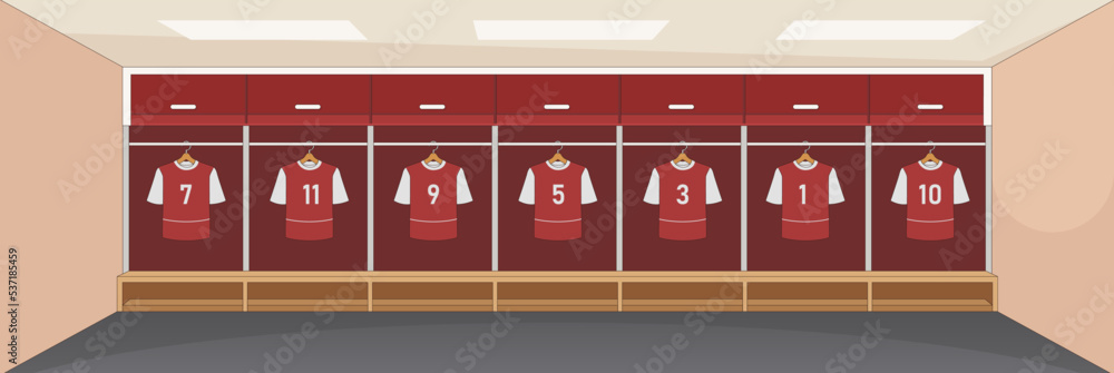 Cute and nice design of Soccer dressing room and interior objects ...
